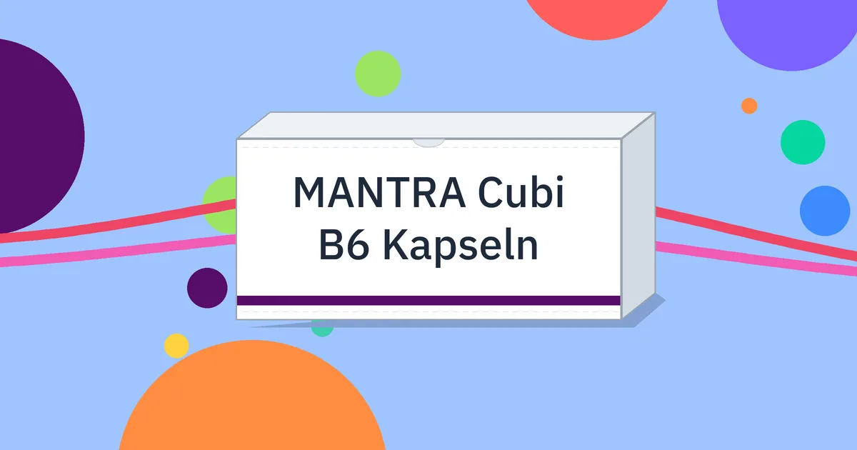 Symbolbild: Packung mit der Aufschrift MANTRA Cubi B6 Kapseln (PZN 18602834) – Verfügbarkeit und Bezug in Apotheken in Frankfurt am Main