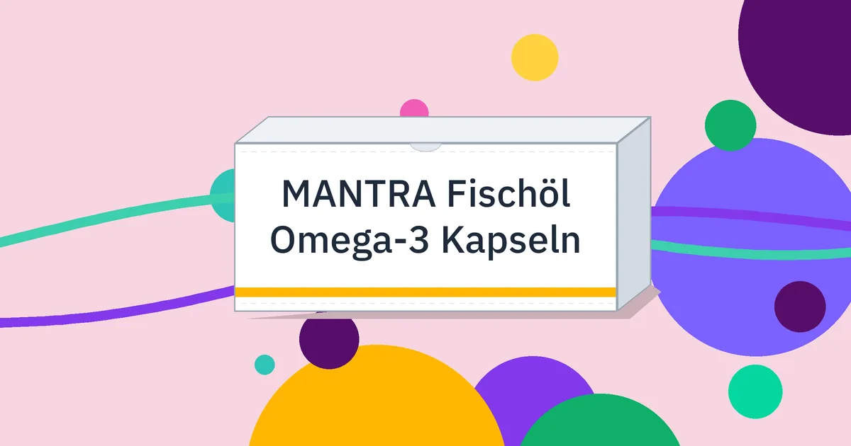 Symbolbild: Packung mit der Aufschrift MANTRA Fischöl Omega-3 Kapseln (PZN 13785617) – Verfügbarkeit und Bezug in Apotheken in Frankfurt am Main