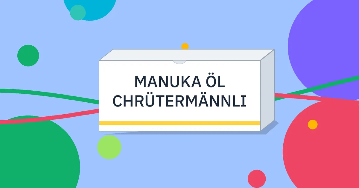 Symbolbild: Packung mit der Aufschrift MANUKA ÖL CHRÜTERMÄNNLI (PZN 08423131) – Verfügbarkeit und Bezug in Apotheken in Frankfurt am Main