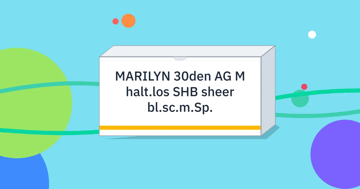 Symbolbild: Packung mit der Aufschrift MARILYN 30den AG M halt.los SHB sheer bl.sc.m.Sp. (PZN 16186343) – Verfügbarkeit und Bezug in Apotheken in Frankfurt am Main