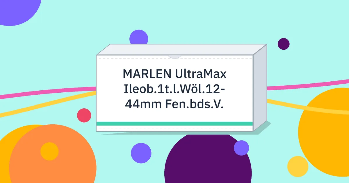 Symbolbild: Packung mit der Aufschrift MARLEN UltraMax Ileob.1t.l.Wöl.12-44mm Fen.bds.V. (PZN 00625585) – Verfügbarkeit und Bezug in Apotheken in Frankfurt am Main