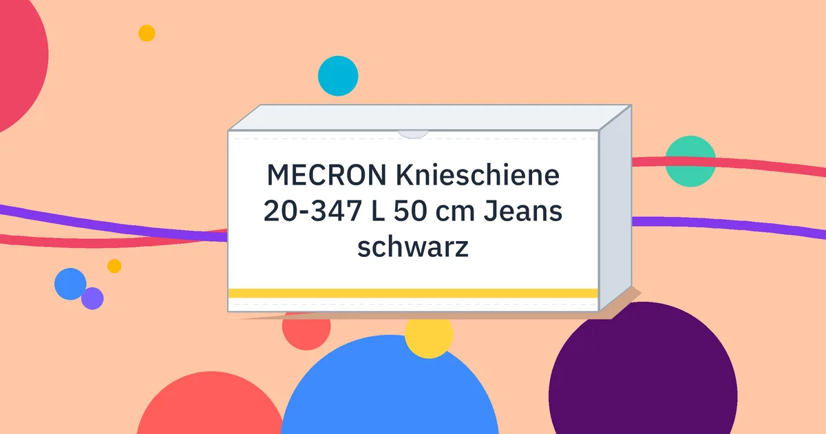 Symbolbild: Packung mit der Aufschrift MECRON Knieschiene 20-347 L 50 cm Jeans schwarz (PZN 02910485) – Verfügbarkeit und Bezug in Apotheken in Frankfurt am Main