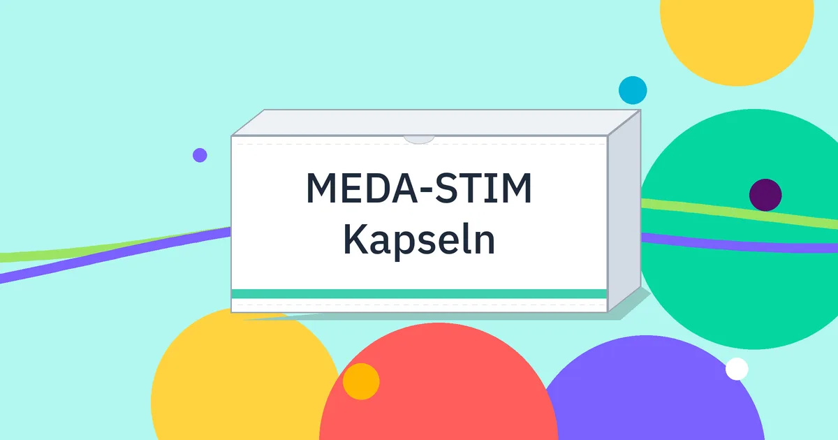 Symbolbild: Packung mit der Aufschrift MEDA-STIM Kapseln (PZN 16942106) – Verfügbarkeit und Bezug in Apotheken in Frankfurt am Main