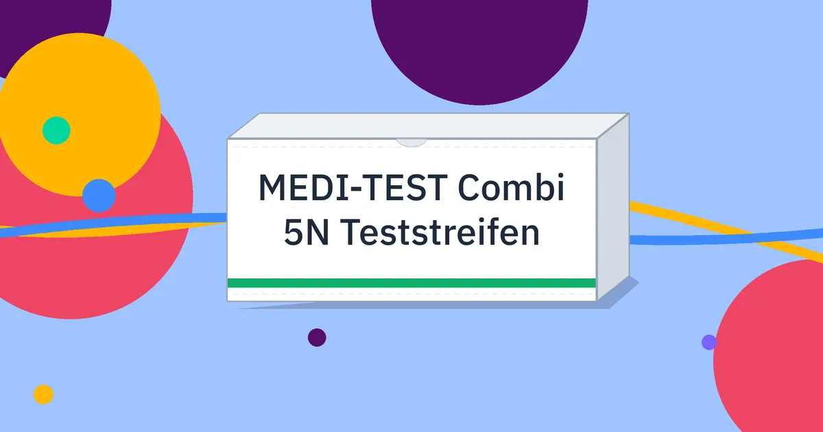 Symbolbild: Packung mit der Aufschrift MEDI-TEST Combi 5N Teststreifen (PZN 03798346) – Verfügbarkeit und Bezug in Apotheken in Frankfurt am Main