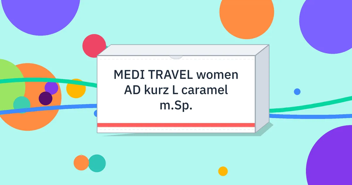 Symbolbild: Packung mit der Aufschrift MEDI TRAVEL women AD kurz L caramel m.Sp. (PZN 15198031) – Verfügbarkeit und Bezug in Apotheken in Frankfurt am Main
