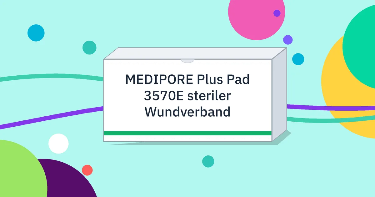 Symbolbild: Packung mit der Aufschrift MEDIPORE Plus Pad 3570E steriler Wundverband (PZN 17902600) – Verfügbarkeit und Bezug in Apotheken in Frankfurt am Main