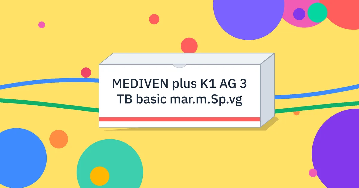 Symbolbild: Packung mit der Aufschrift MEDIVEN plus K1 AG 3 TB basic mar.m.Sp.vg (PZN 15056791) – Verfügbarkeit und Bezug in Apotheken in Frankfurt am Main