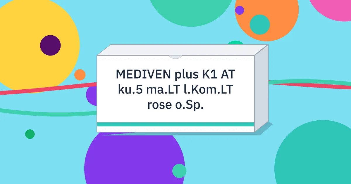 Symbolbild: Packung mit der Aufschrift MEDIVEN plus K1 AT ku.5 ma.LT l.Kom.LT rose o.Sp. (PZN 15071922) – Verfügbarkeit und Bezug in Apotheken in Frankfurt am Main