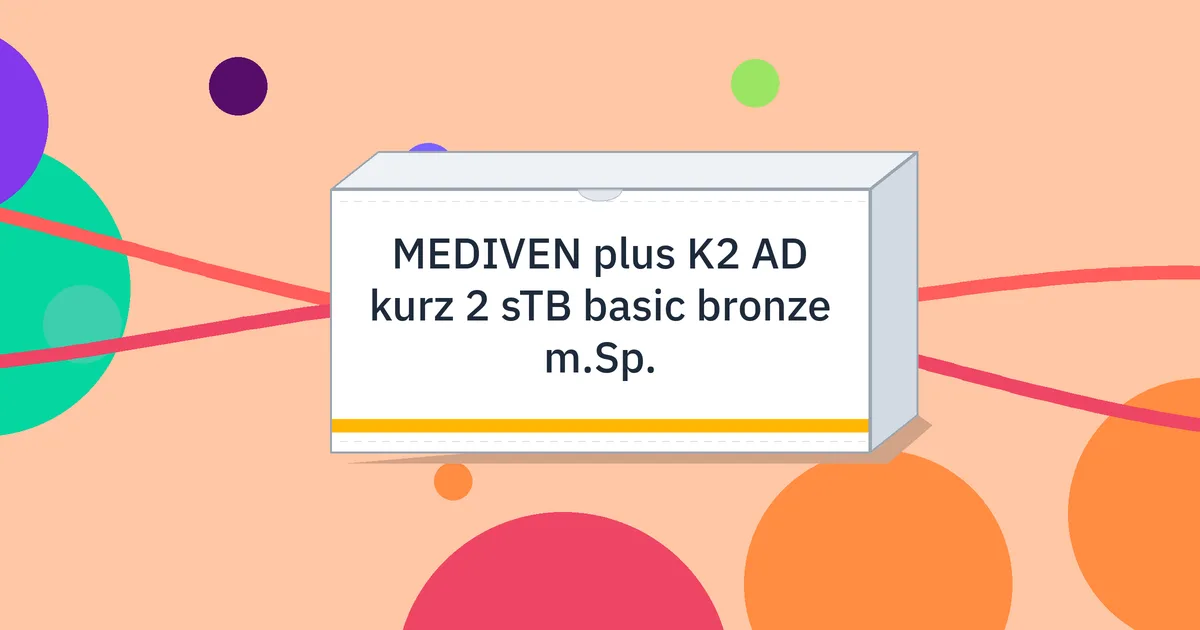 Symbolbild: Packung mit der Aufschrift MEDIVEN plus K2 AD kurz 2 sTB basic bronze m.Sp. (PZN 15100167) – Verfügbarkeit und Bezug in Apotheken in Frankfurt am Main