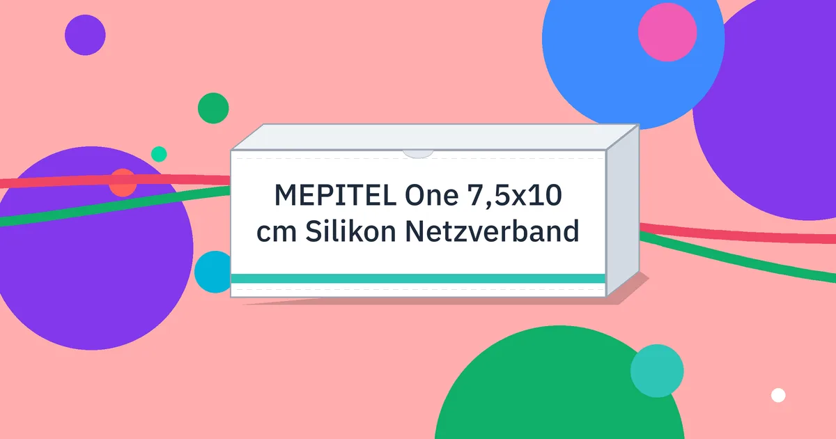 Symbolbild: Packung mit der Aufschrift MEPITEL One 7,5x10 cm Silikon Netzverband (PZN 07391647) – Verfügbarkeit und Bezug in Apotheken in Frankfurt am Main