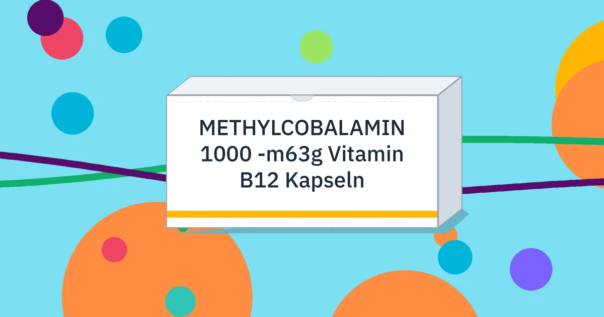 Symbolbild: Packung mit der Aufschrift METHYLCOBALAMIN 1000 -m63g Vitamin B12 Kapseln (PZN 13361403) – Verfügbarkeit und Bezug in Apotheken in Frankfurt am Main