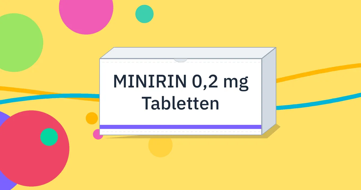 Symbolbild: Packung mit der Aufschrift MINIRIN 0,2 mg Tabletten (PZN 18021994) – Verfügbarkeit und Bezug in Apotheken in Frankfurt am Main