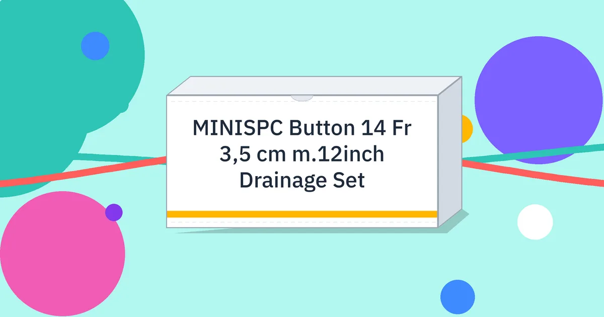 Symbolbild: Packung mit der Aufschrift MINISPC Button 14 Fr 3,5 cm m.12inch Drainage Set (PZN 20820662) – Verfügbarkeit und Bezug in Apotheken in Frankfurt am Main