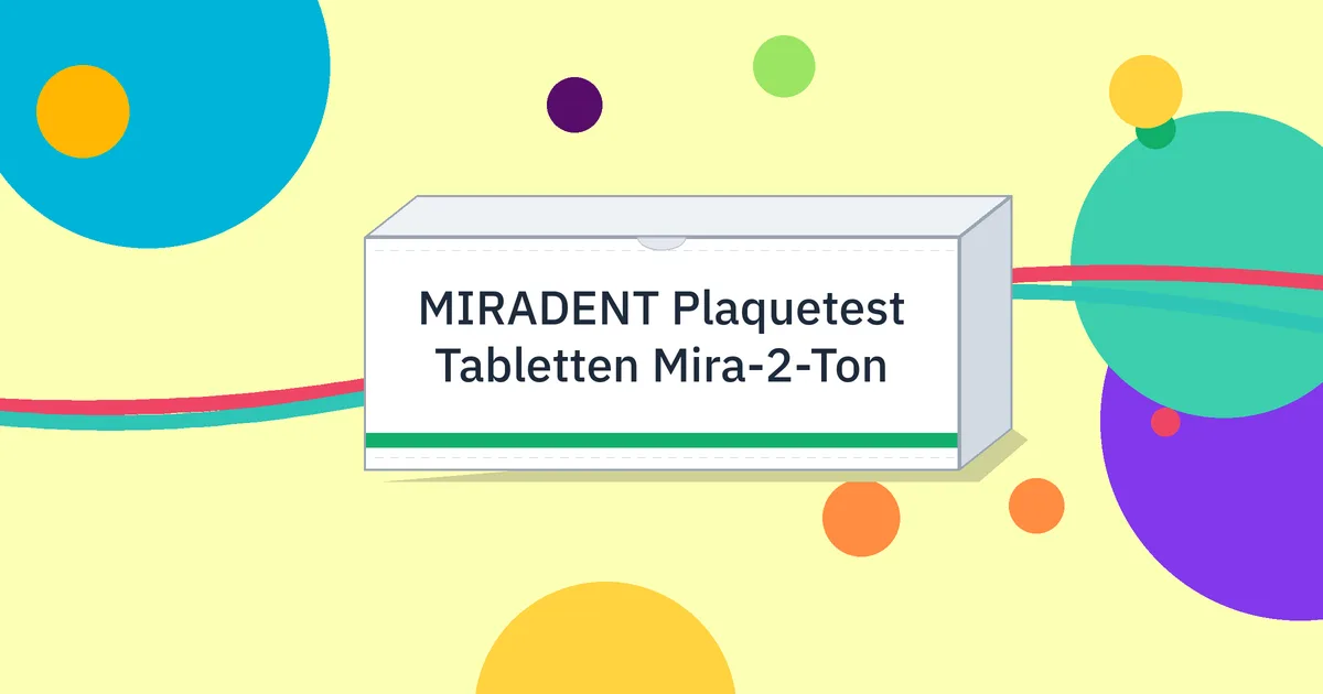 Symbolbild: Packung mit der Aufschrift MIRADENT Plaquetest Tabletten Mira-2-Ton (PZN 02172082) – Verfügbarkeit und Bezug in Apotheken in Frankfurt am Main