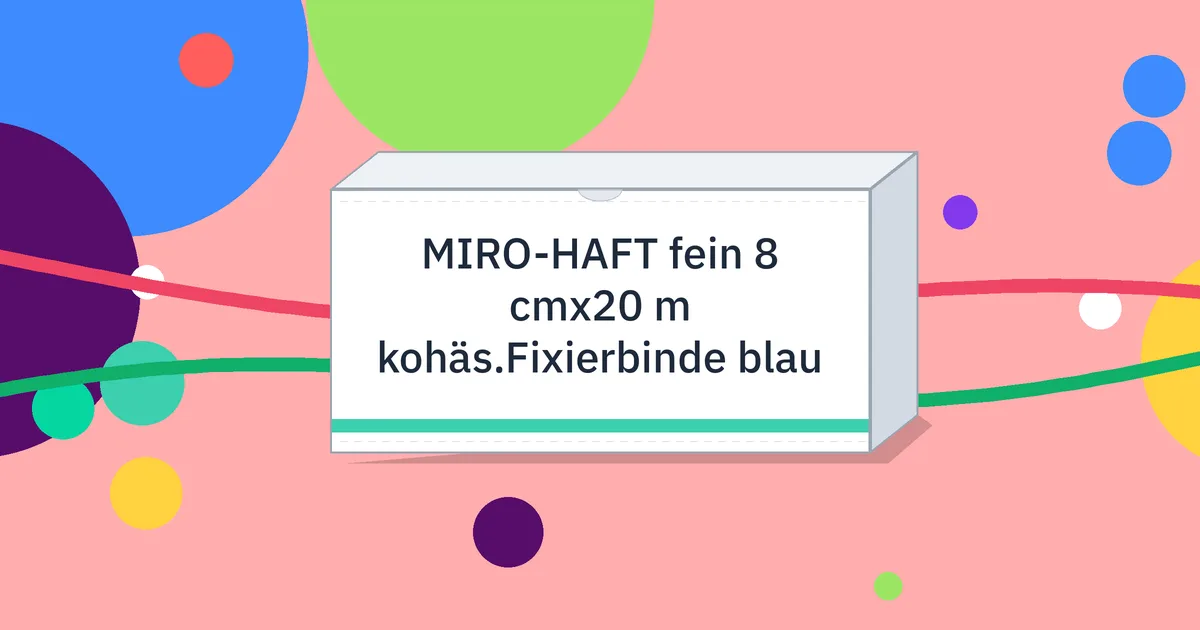 Symbolbild: Packung mit der Aufschrift MIRO-HAFT fein 8 cmx20 m kohäs.Fixierbinde blau (PZN 01212477) – Verfügbarkeit und Bezug in Apotheken in Frankfurt am Main