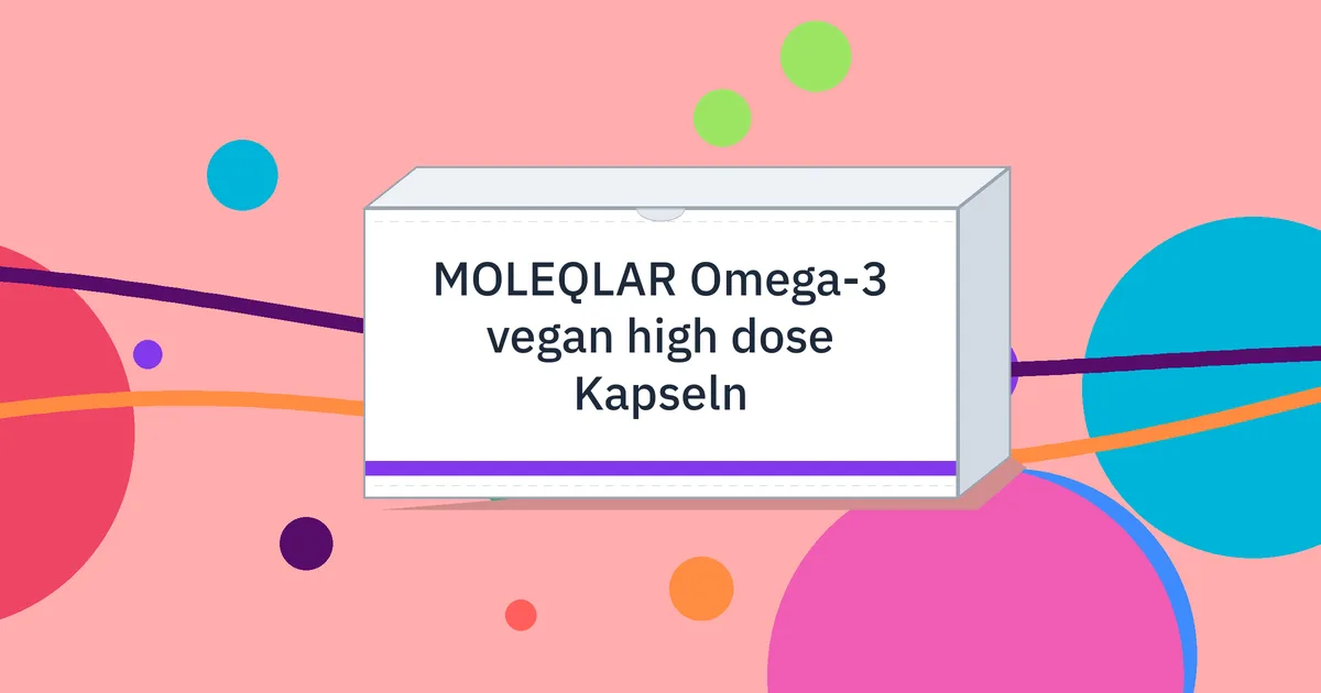 Symbolbild: Packung mit der Aufschrift MOLEQLAR Omega-3 vegan high dose Kapseln (PZN 20584339) – Verfügbarkeit und Bezug in Apotheken in Frankfurt am Main