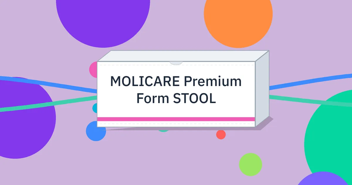 Symbolbild: Packung mit der Aufschrift MOLICARE Premium Form STOOL (PZN 17249761) – Verfügbarkeit und Bezug in Apotheken in Frankfurt am Main