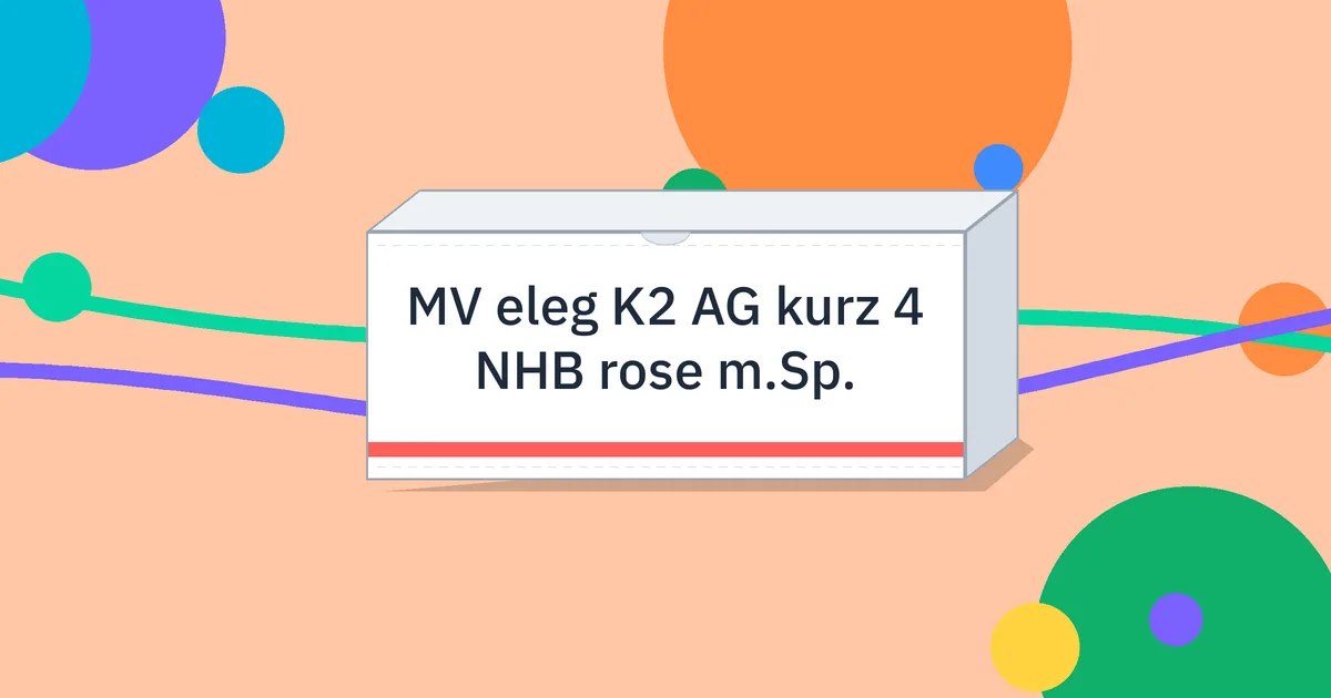 Symbolbild: Packung mit der Aufschrift MV eleg K2 AG kurz 4 NHB rose m.Sp. (PZN 15716112) – Verfügbarkeit und Bezug in Apotheken in Frankfurt am Main