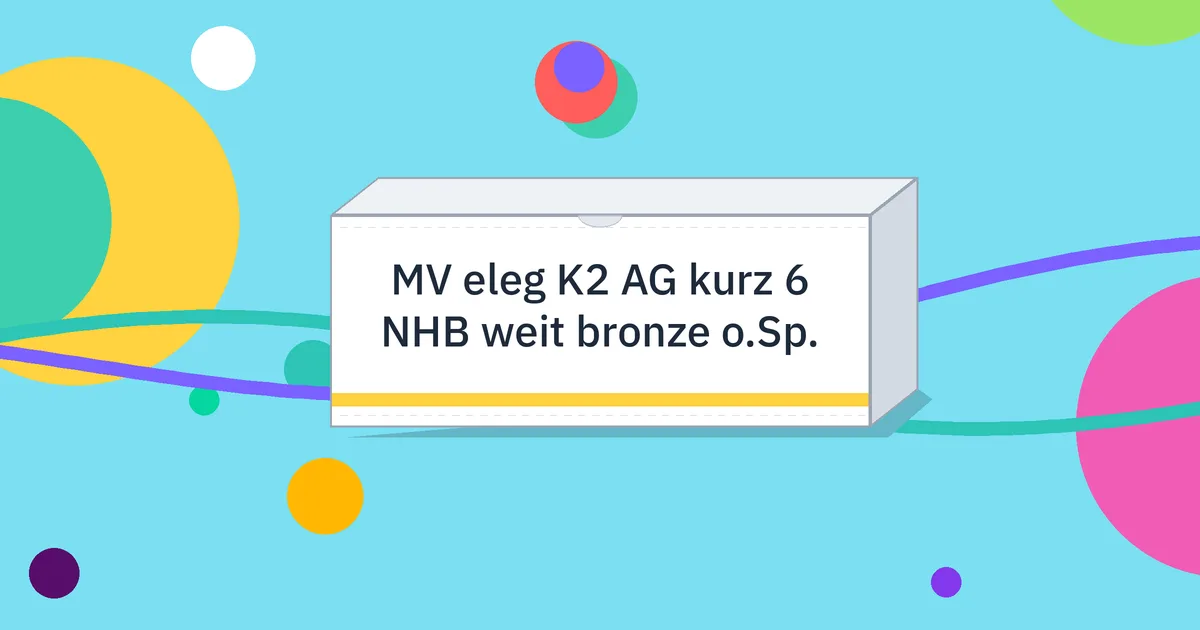 Symbolbild: Packung mit der Aufschrift MV eleg K2 AG kurz 6 NHB weit bronze o.Sp. (PZN 15714780) – Verfügbarkeit und Bezug in Apotheken in Frankfurt am Main