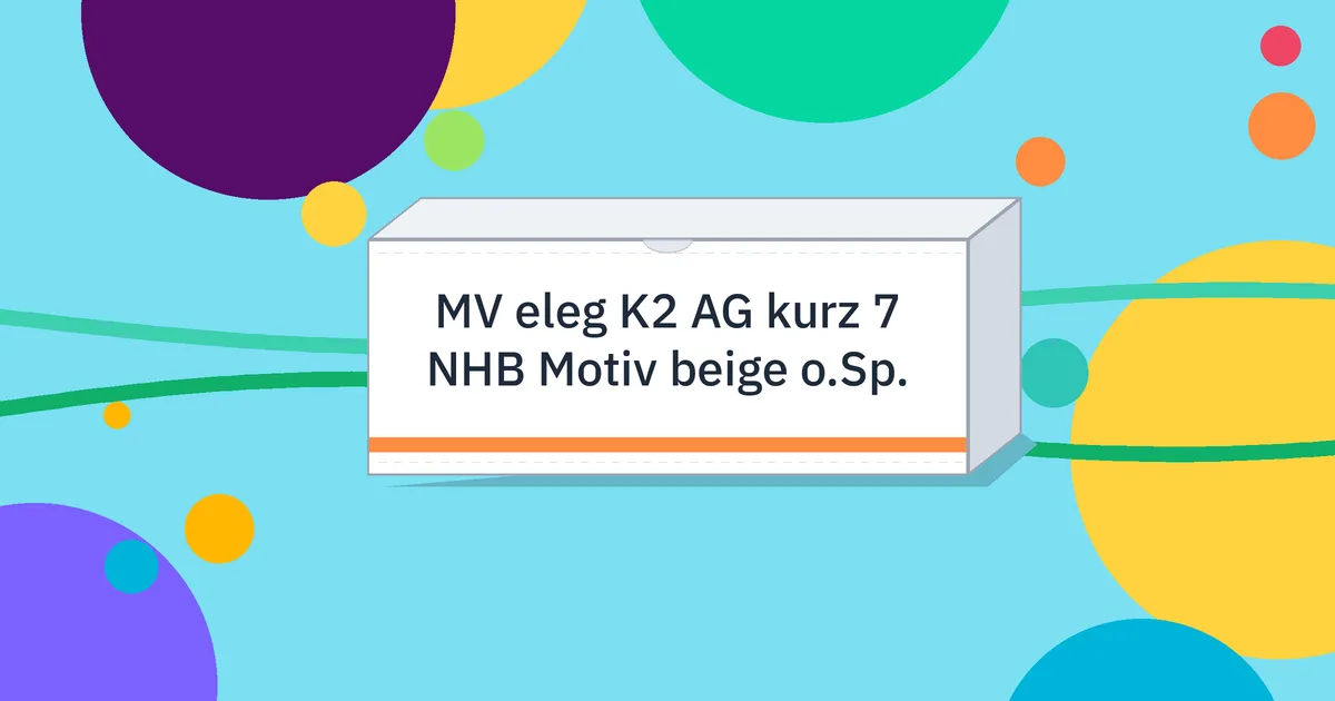 Symbolbild: Packung mit der Aufschrift MV eleg K2 AG kurz 7 NHB Motiv beige o.Sp. (PZN 15708437) – Verfügbarkeit und Bezug in Apotheken in Frankfurt am Main