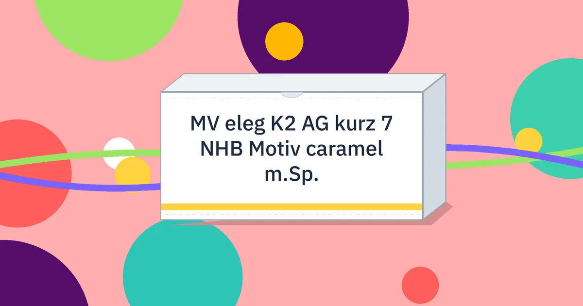 Symbolbild: Packung mit der Aufschrift MV eleg K2 AG kurz 7 NHB Motiv caramel m.Sp. (PZN 15708704) – Verfügbarkeit und Bezug in Apotheken in Frankfurt am Main
