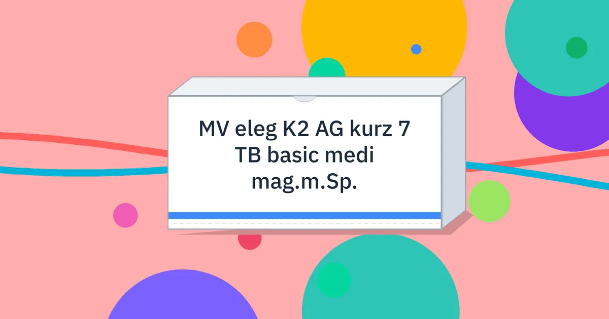 Symbolbild: Packung mit der Aufschrift MV eleg K2 AG kurz 7 TB basic medi mag.m.Sp. (PZN 14638976) – Verfügbarkeit und Bezug in Apotheken in Frankfurt am Main