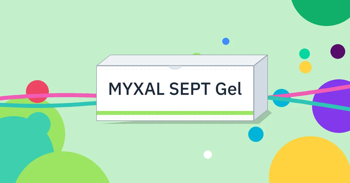 Symbolbild: Packung mit der Aufschrift MYXAL SEPT Gel (PZN 06107934) – Verfügbarkeit und Bezug in Apotheken in Frankfurt am Main