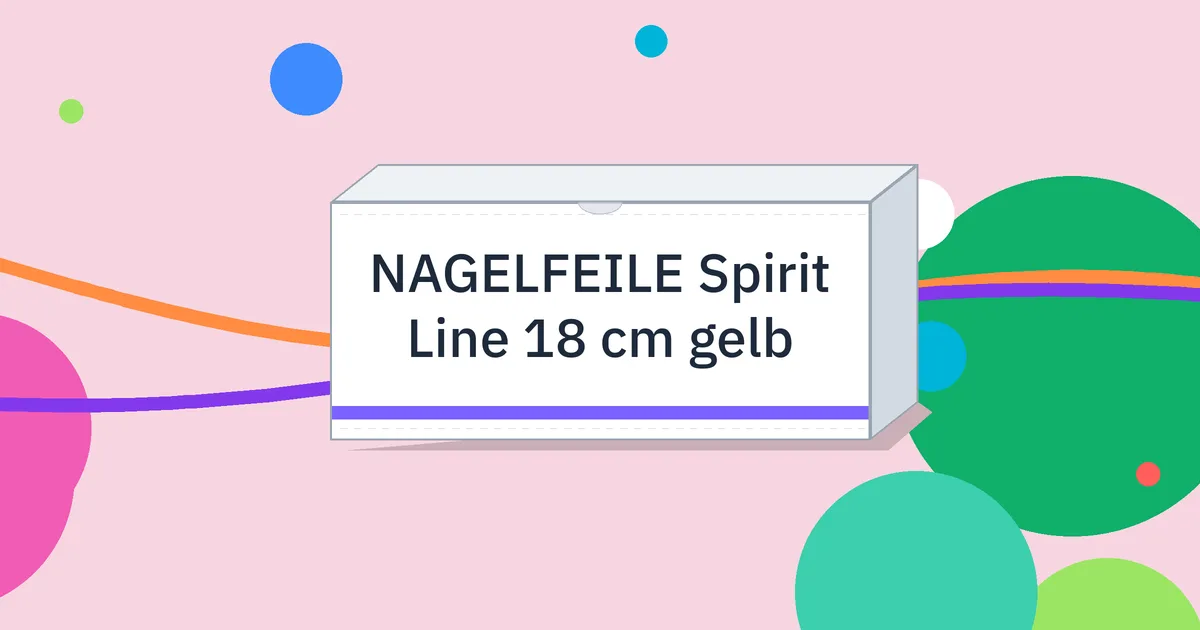 Symbolbild: Packung mit der Aufschrift NAGELFEILE Spirit Line 18 cm gelb (PZN 01508350) – Verfügbarkeit und Bezug in Apotheken in Frankfurt am Main