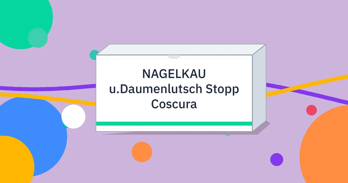 Symbolbild: Packung mit der Aufschrift NAGELKAU u.Daumenlutsch Stopp Coscura (PZN 02485071) – Verfügbarkeit und Bezug in Apotheken in Frankfurt am Main