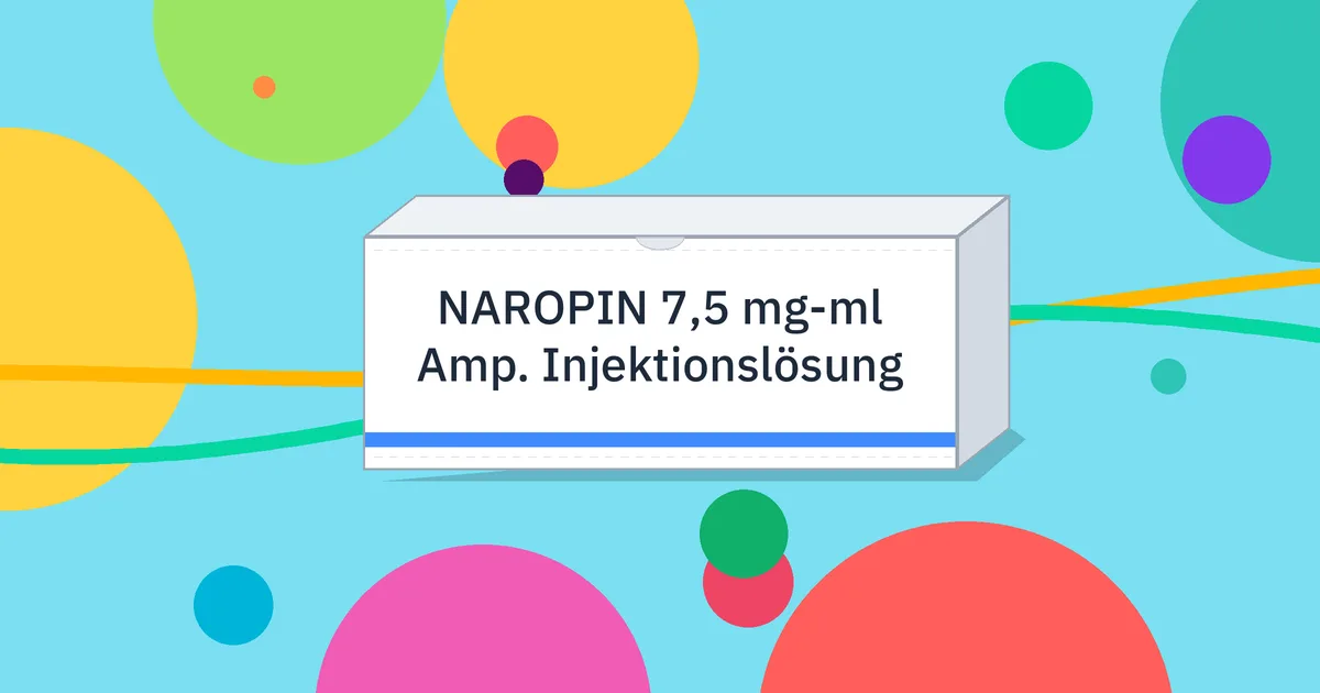 Symbolbild: Packung mit der Aufschrift NAROPIN 7,5 mg-ml Amp. Injektionslösung (PZN 07592185) – Verfügbarkeit und Bezug in Apotheken in Frankfurt am Main