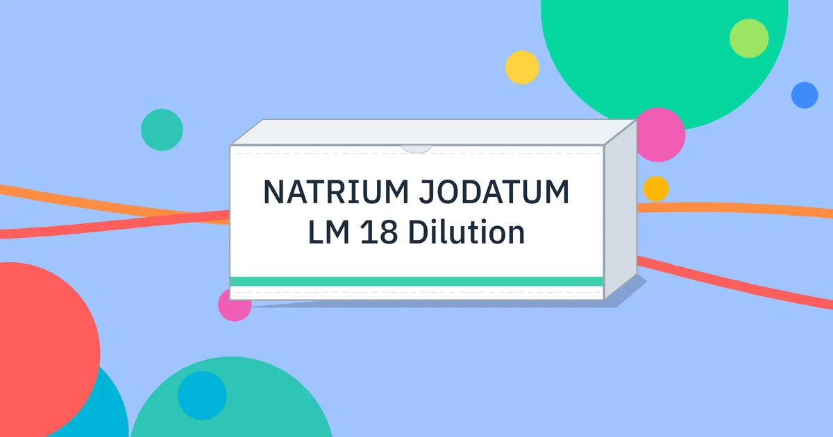 Symbolbild: Packung mit der Aufschrift NATRIUM JODATUM LM 18 Dilution (PZN 12964401) – Verfügbarkeit und Bezug in Apotheken in Frankfurt am Main