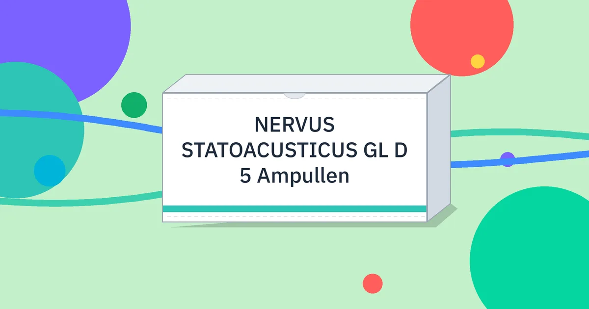 Symbolbild: Packung mit der Aufschrift NERVUS STATOACUSTICUS GL D 5 Ampullen (PZN 02942019) – Verfügbarkeit und Bezug in Apotheken in Frankfurt am Main