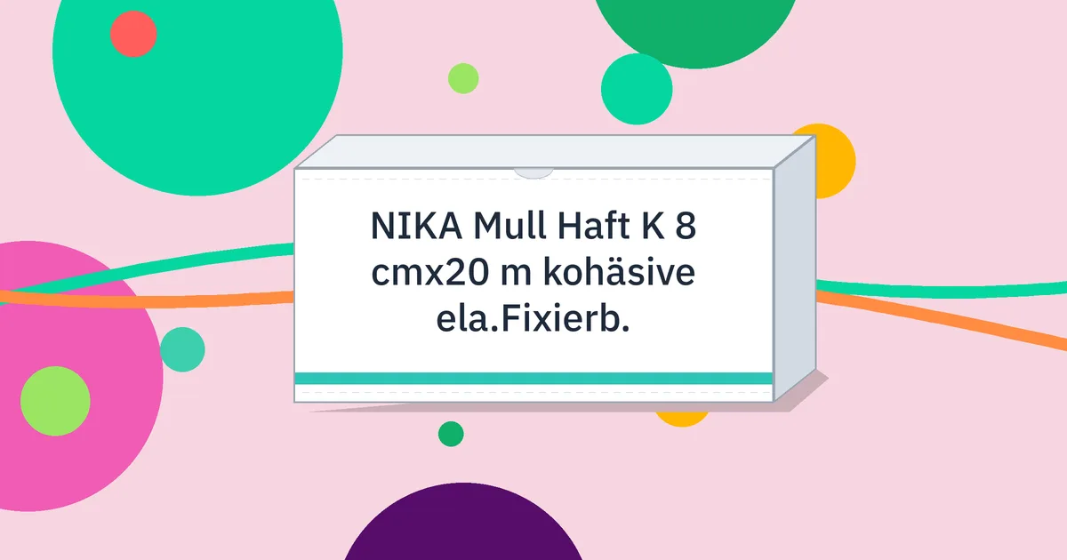 Symbolbild: Packung mit der Aufschrift NIKA Mull Haft K 8 cmx20 m kohäsive ela.Fixierb. (PZN 18172055) – Verfügbarkeit und Bezug in Apotheken in Frankfurt am Main