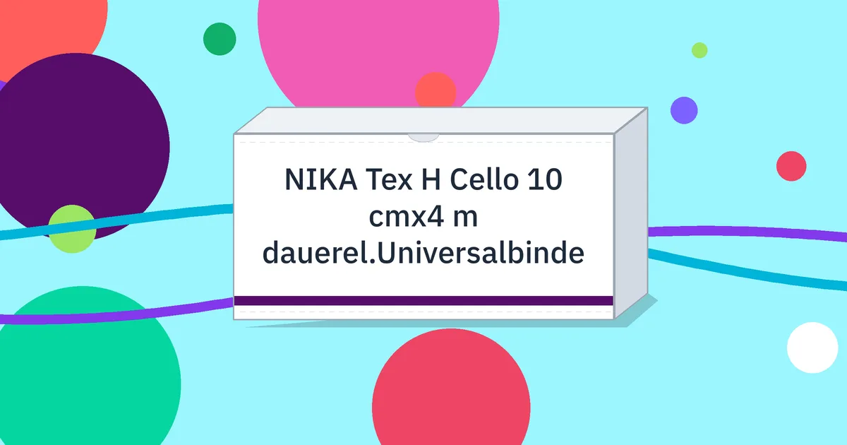 Symbolbild: Packung mit der Aufschrift NIKA Tex H Cello 10 cmx4 m dauerel.Universalbinde (PZN 18170984) – Verfügbarkeit und Bezug in Apotheken in Frankfurt am Main