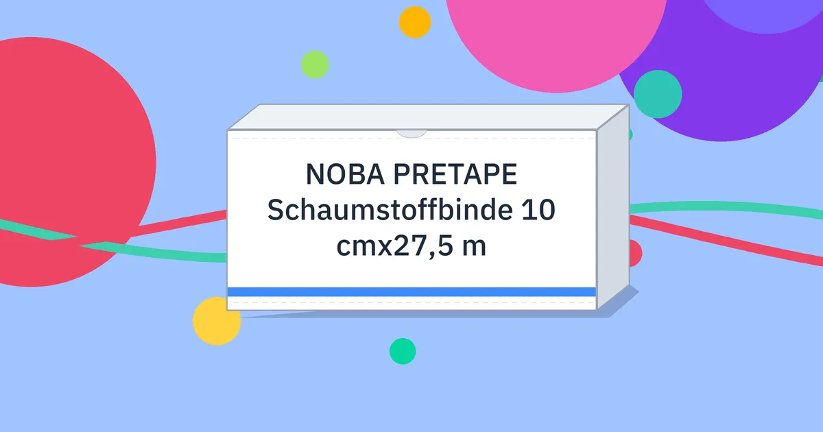 Symbolbild: Packung mit der Aufschrift NOBA PRETAPE Schaumstoffbinde 10 cmx27,5 m (PZN 04152439) – Verfügbarkeit und Bezug in Apotheken in Frankfurt am Main