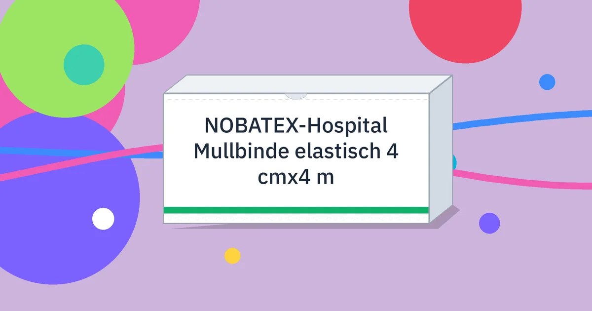 Symbolbild: Packung mit der Aufschrift NOBATEX-Hospital Mullbinde elastisch 4 cmx4 m (PZN 17558930) – Verfügbarkeit und Bezug in Apotheken in Frankfurt am Main