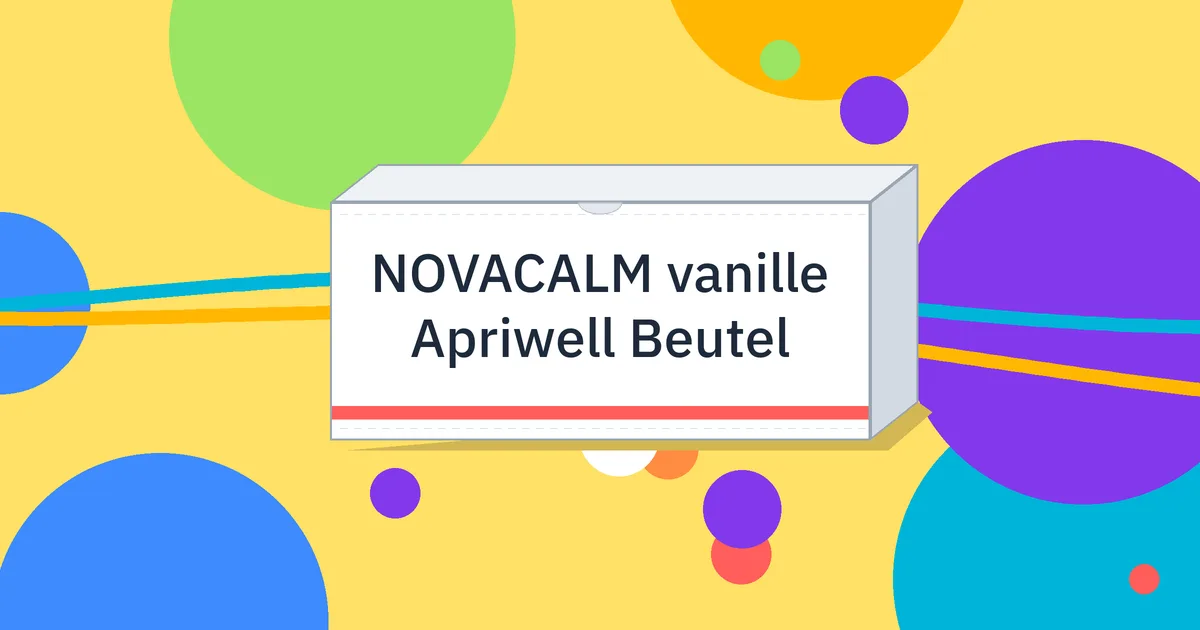 Symbolbild: Packung mit der Aufschrift NOVACALM vanille Apriwell Beutel (PZN 18167137) – Verfügbarkeit und Bezug in Apotheken in Frankfurt am Main