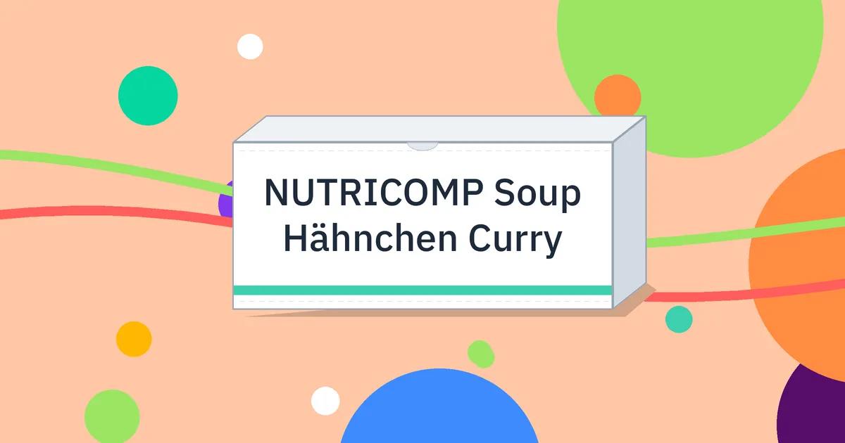 Symbolbild: Packung mit der Aufschrift NUTRICOMP Soup Hähnchen Curry (PZN 18323212) – Verfügbarkeit und Bezug in Apotheken in Frankfurt am Main