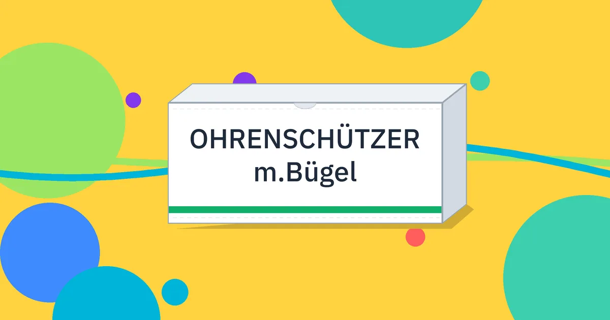 Symbolbild: Packung mit der Aufschrift OHRENSCHÜTZER m.Bügel (PZN 01966934) – Verfügbarkeit und Bezug in Apotheken in Frankfurt am Main