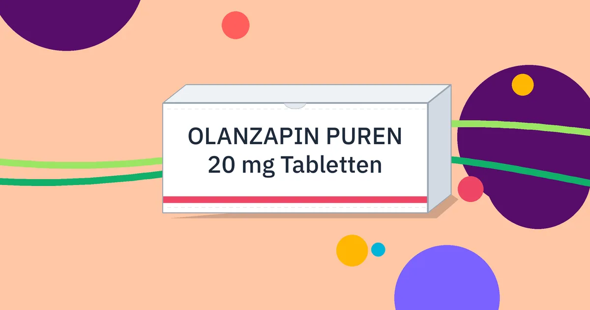 Symbolbild: Packung mit der Aufschrift OLANZAPIN PUREN 20 mg Tabletten (PZN 13423127) – Verfügbarkeit und Bezug in Apotheken in Frankfurt am Main