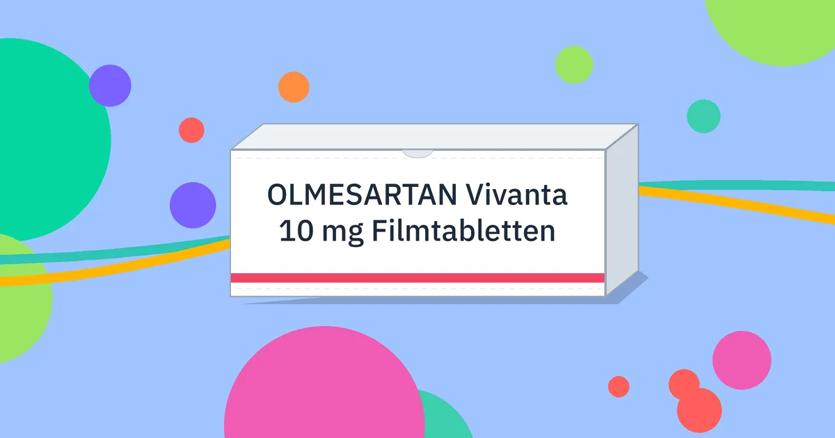 Symbolbild: Packung mit der Aufschrift OLMESARTAN Vivanta 10 mg Filmtabletten (PZN 19829557) – Verfügbarkeit und Bezug in Apotheken in Frankfurt am Main