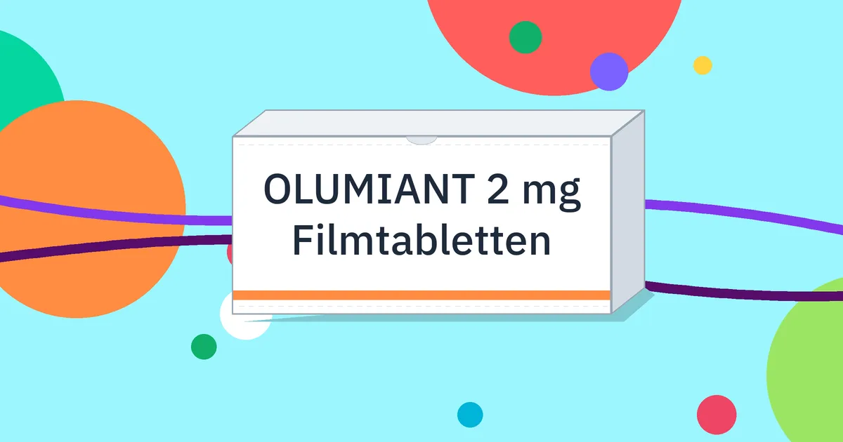 Symbolbild: Packung mit der Aufschrift OLUMIANT 2 mg Filmtabletten (PZN 14399158) – Verfügbarkeit und Bezug in Apotheken in Frankfurt am Main