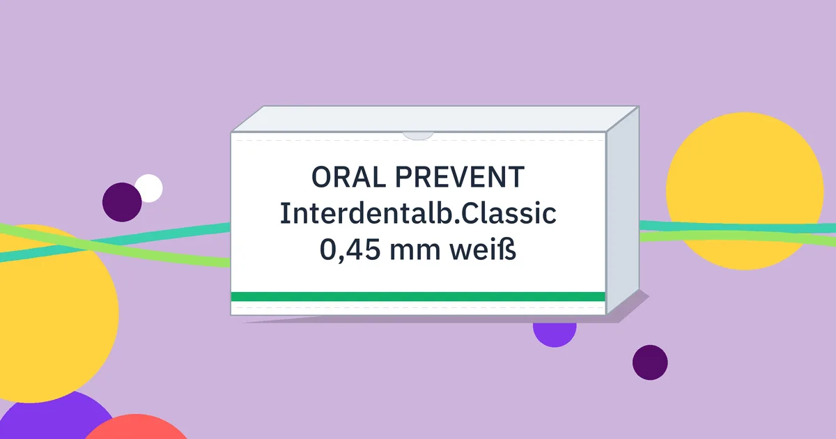 Symbolbild: Packung mit der Aufschrift ORAL PREVENT Interdentalb.Classic 0,45 mm weiß (PZN 10216675) – Verfügbarkeit und Bezug in Apotheken in Frankfurt am Main