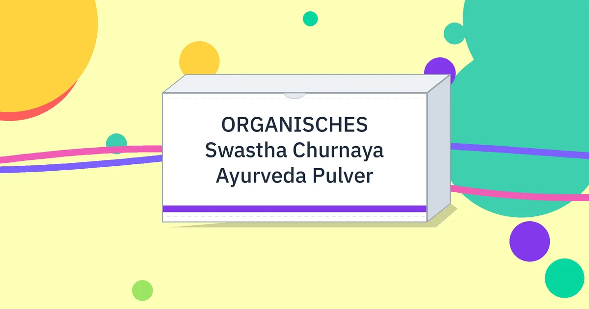 Symbolbild: Packung mit der Aufschrift ORGANISCHES Swastha Churnaya Ayurveda Pulver (PZN 18911038) – Verfügbarkeit und Bezug in Apotheken in Frankfurt am Main