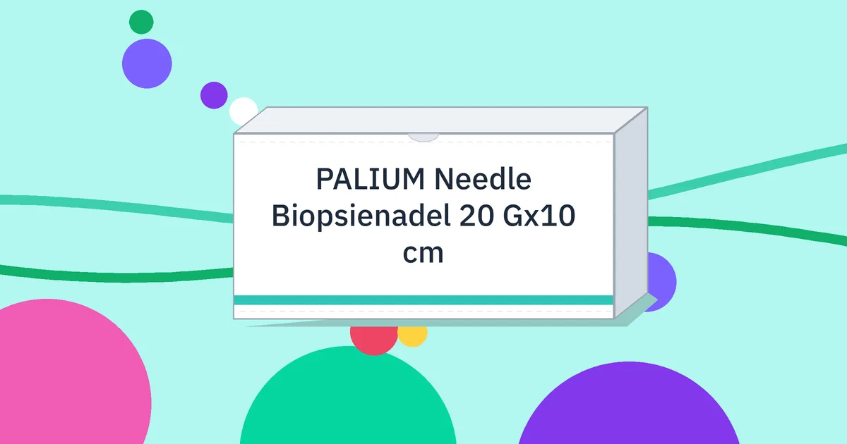 Symbolbild: Packung mit der Aufschrift PALIUM Needle Biopsienadel 20 Gx10 cm (PZN 16922925) – Verfügbarkeit und Bezug in Apotheken in Frankfurt am Main