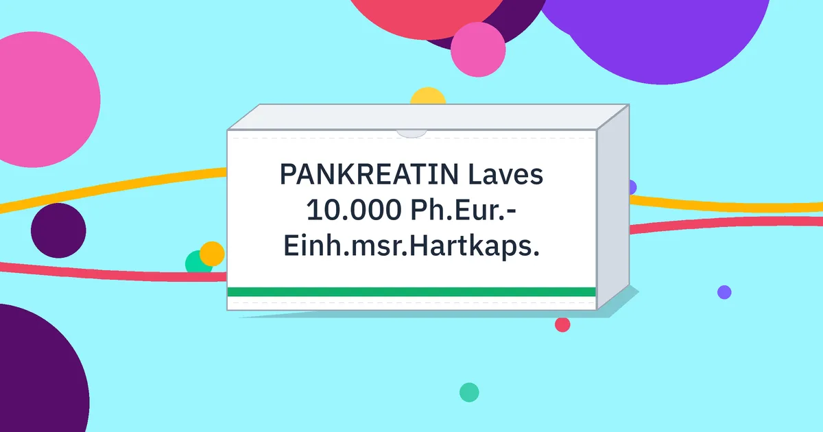 Symbolbild: Packung mit der Aufschrift PANKREATIN Laves 10.000 Ph.Eur.-Einh.msr.Hartkaps. (PZN 16134814) – Verfügbarkeit und Bezug in Apotheken in Frankfurt am Main