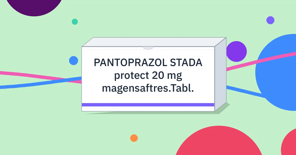 Symbolbild: Packung mit der Aufschrift PANTOPRAZOL STADA protect 20 mg magensaftres.Tabl. (PZN 06415601) – Verfügbarkeit und Bezug in Apotheken in Frankfurt am Main