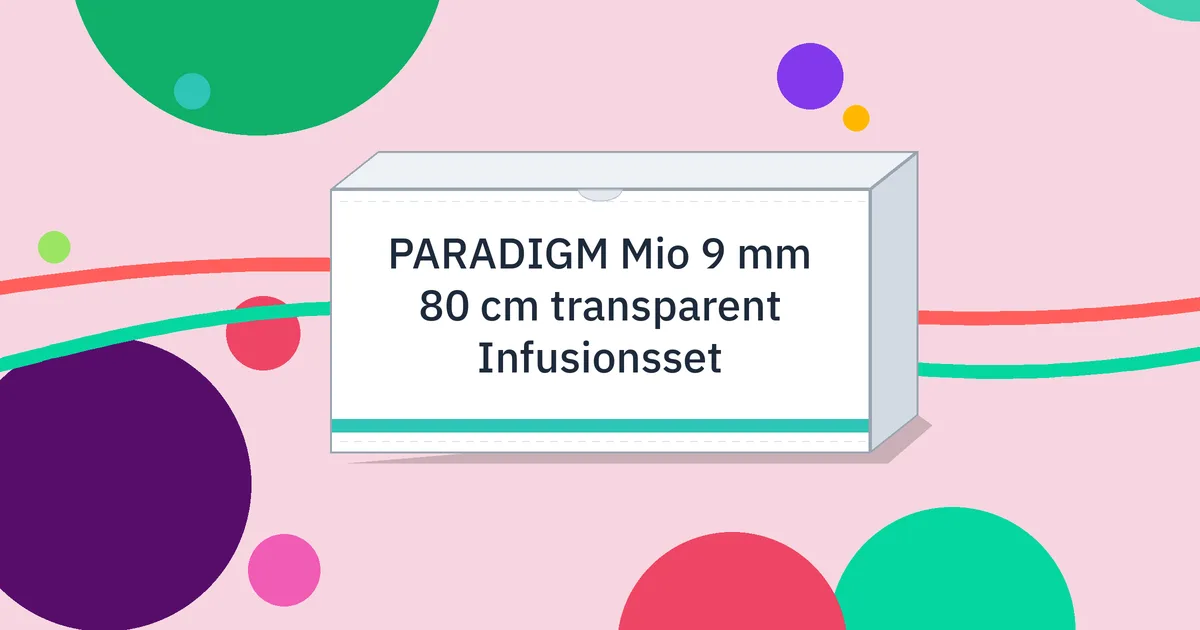 Symbolbild: Packung mit der Aufschrift PARADIGM Mio 9 mm 80 cm transparent Infusionsset (PZN 05458749) – Verfügbarkeit und Bezug in Apotheken in Frankfurt am Main