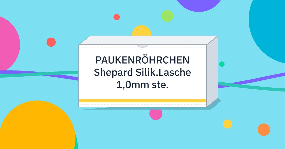 Symbolbild: Packung mit der Aufschrift PAUKENRÖHRCHEN Shepard Silik.Lasche 1,0mm ste. (PZN 18355034) – Verfügbarkeit und Bezug in Apotheken in Frankfurt am Main