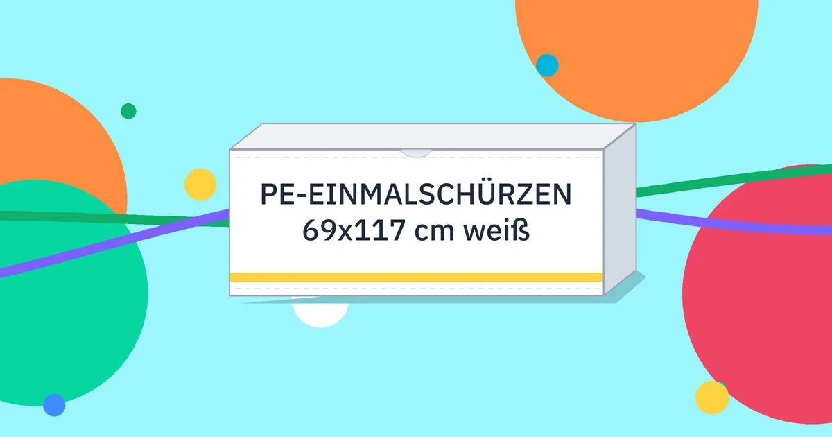 Symbolbild: Packung mit der Aufschrift PE-EINMALSCHÜRZEN 69x117 cm weiß (PZN 18153129) – Verfügbarkeit und Bezug in Apotheken in Frankfurt am Main